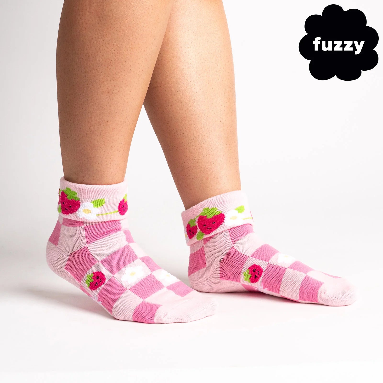 Berry Cute | Fuzzy | Junior Turn Cuff Crew – The Sock Monster