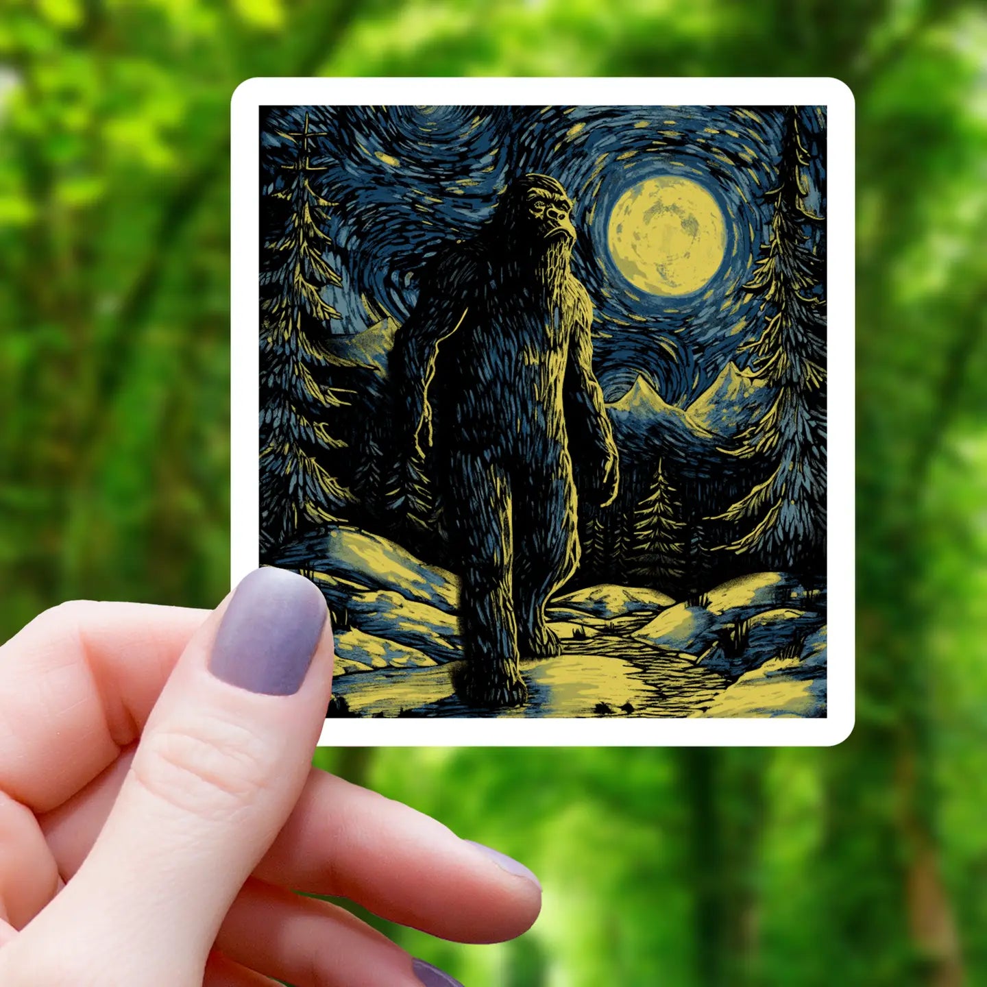 Bigfoot Starry Night | Vinyl Sticker – The Sock Monster