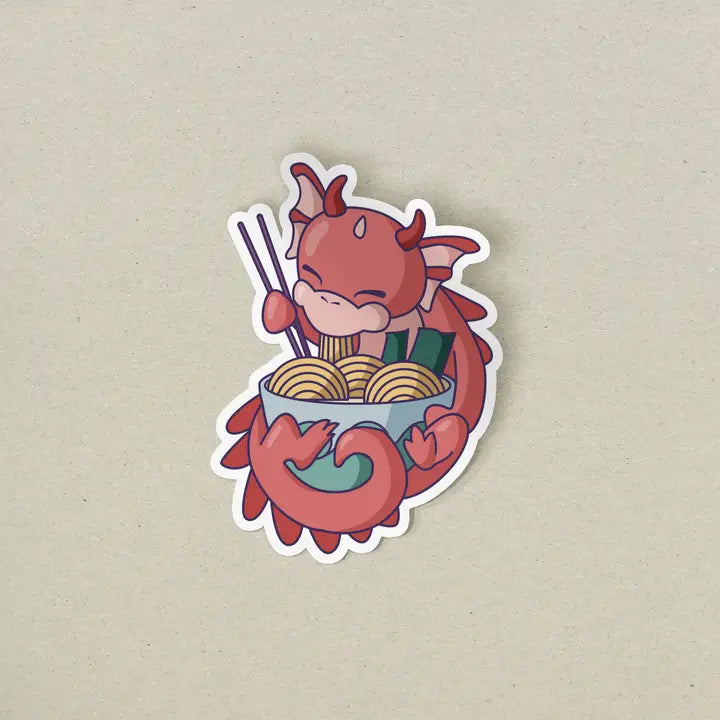 Dragon Eating Bowl of Ramen | Vinyl Sticker – The Sock Monster