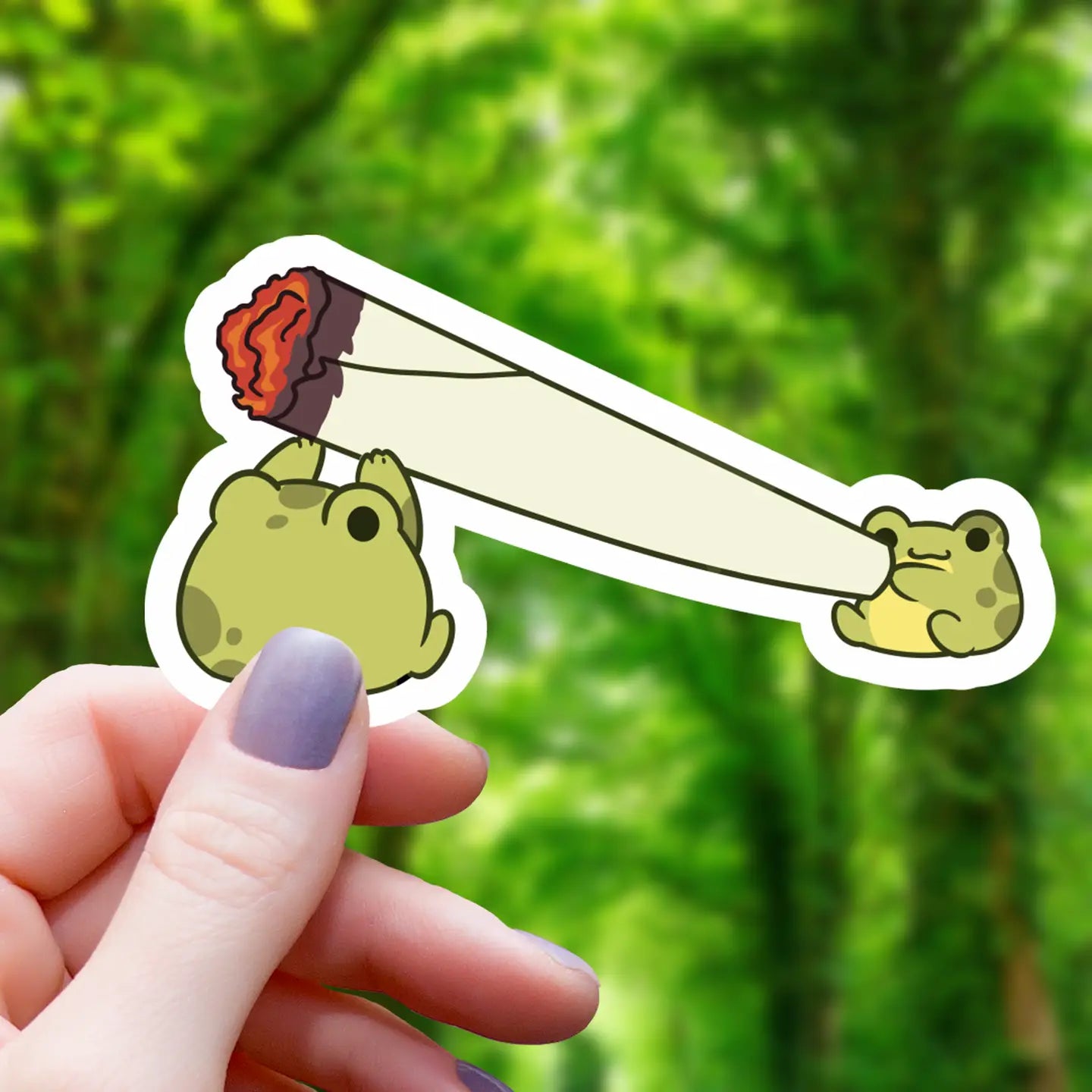 Frogs Holding Oversized Blunt | Vinyl Sticker – The Sock Monster