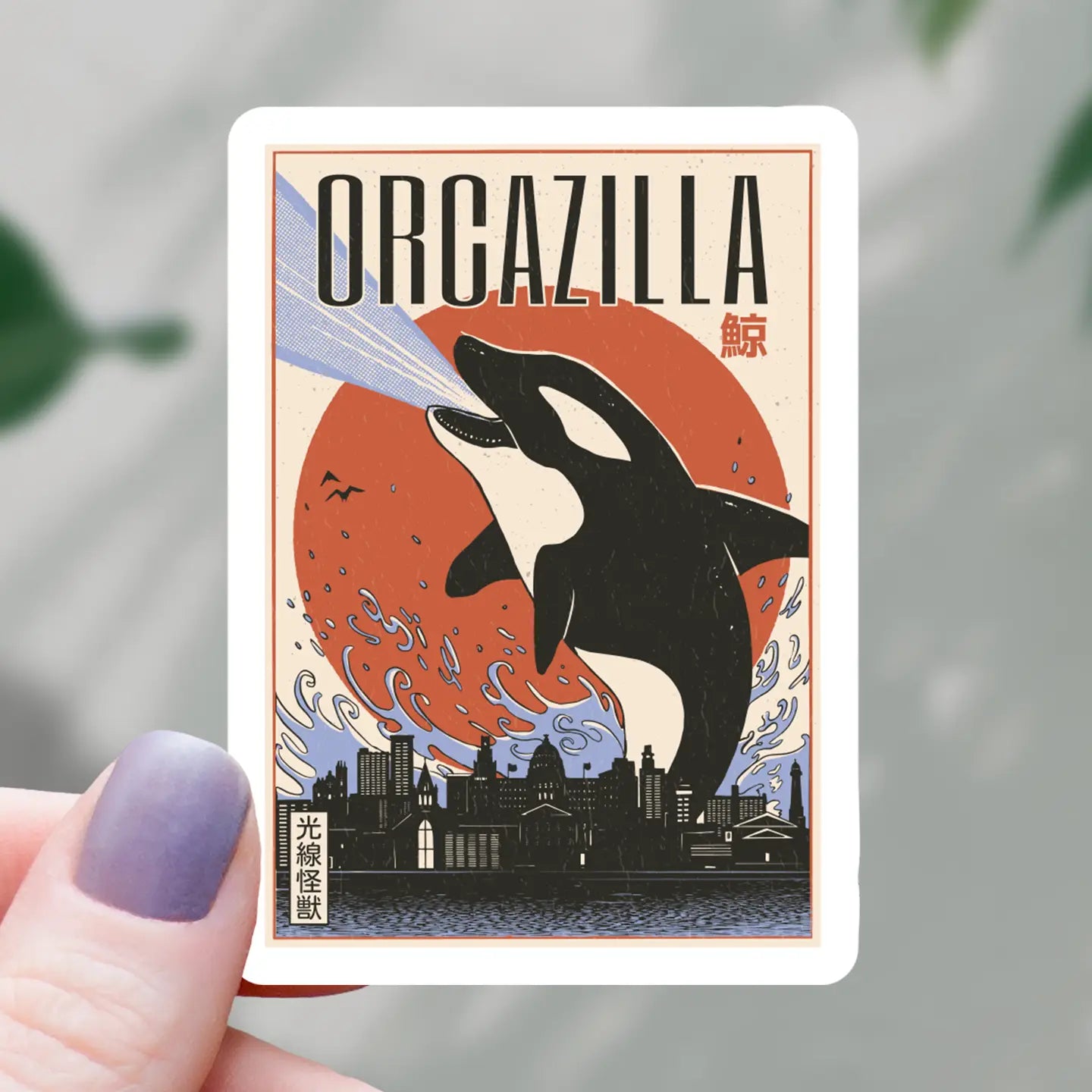 Orcazilla | Vinyl Sticker – The Sock Monster