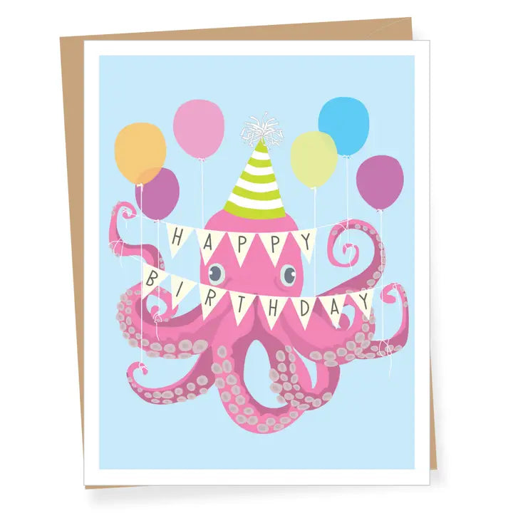 Party Octopus | Birthday Card – The Sock Monster
