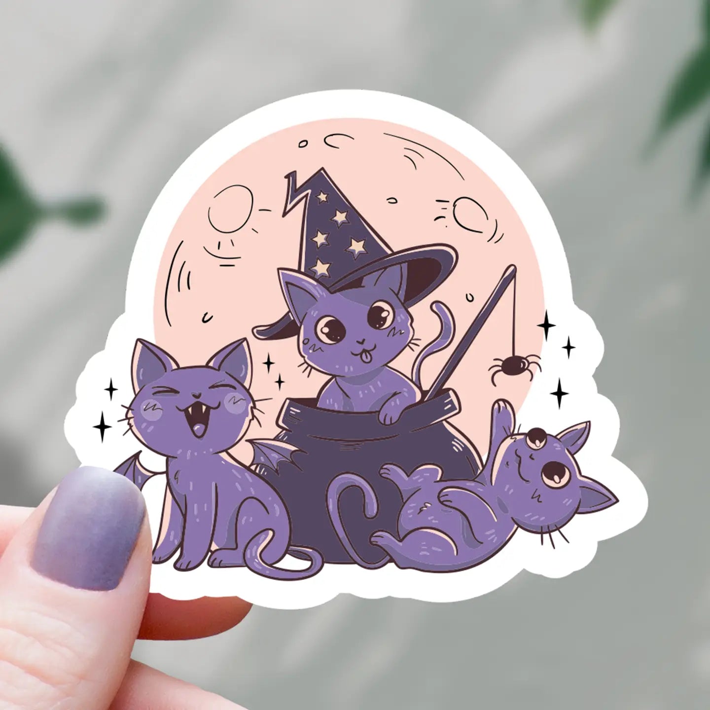 Purple Witchy Cats | Vinyl Sticker – The Sock Monster