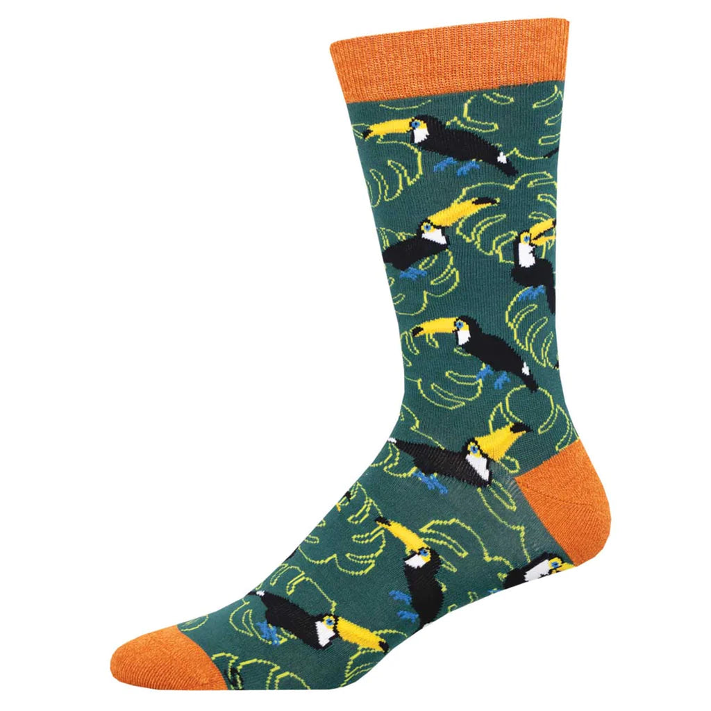Toucan Leaves | Men's Bamboo Crew – The Sock Monster